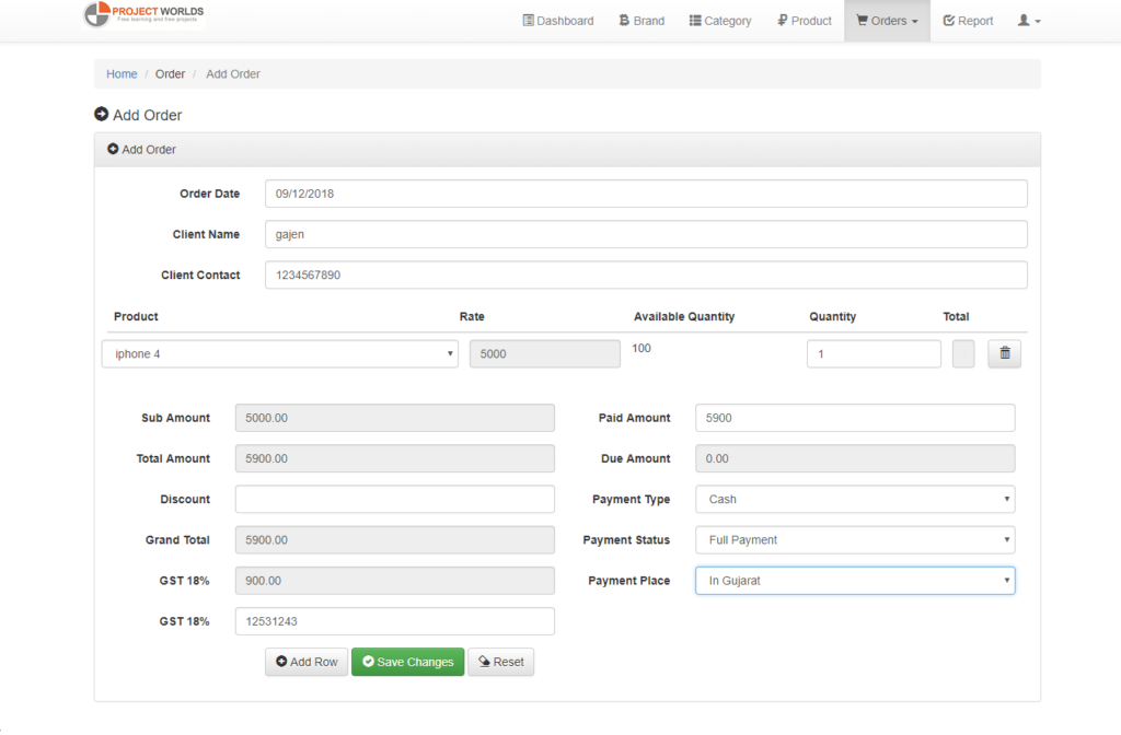 Inventory Management & GST Billing System | Projectworlds Store