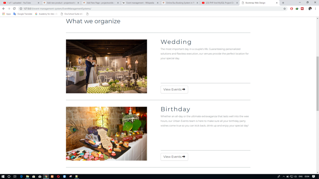 Event Management System In PHP | Projectworlds Store