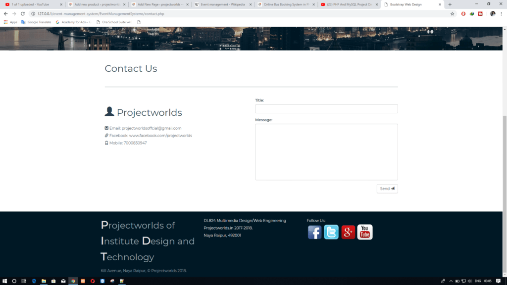 Event Management System In PHP | Projectworlds Store