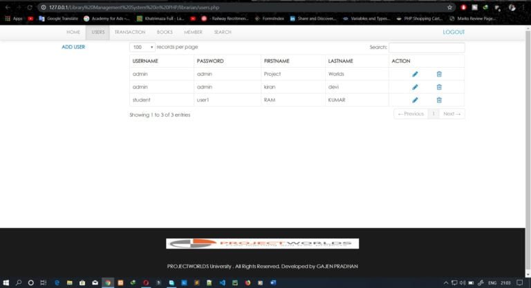 Library Management System In PHP | Projectworlds Store