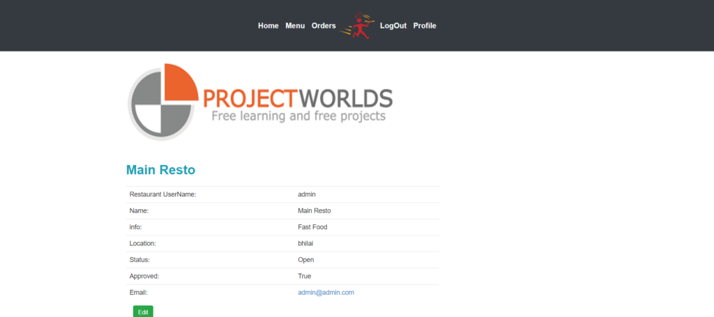 Python Django Online Food Ordering System Projectworlds Store