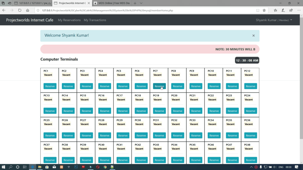 Cyber Cafe Management System in PHP | Projectworlds Store
