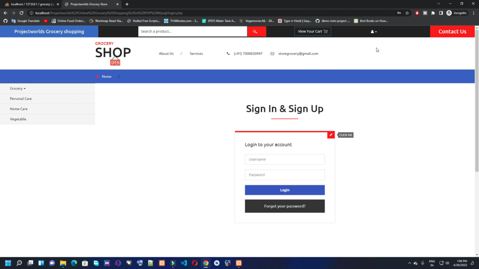 Online Grocery Store Project in PHP Mysql with source code | Projectworlds Store