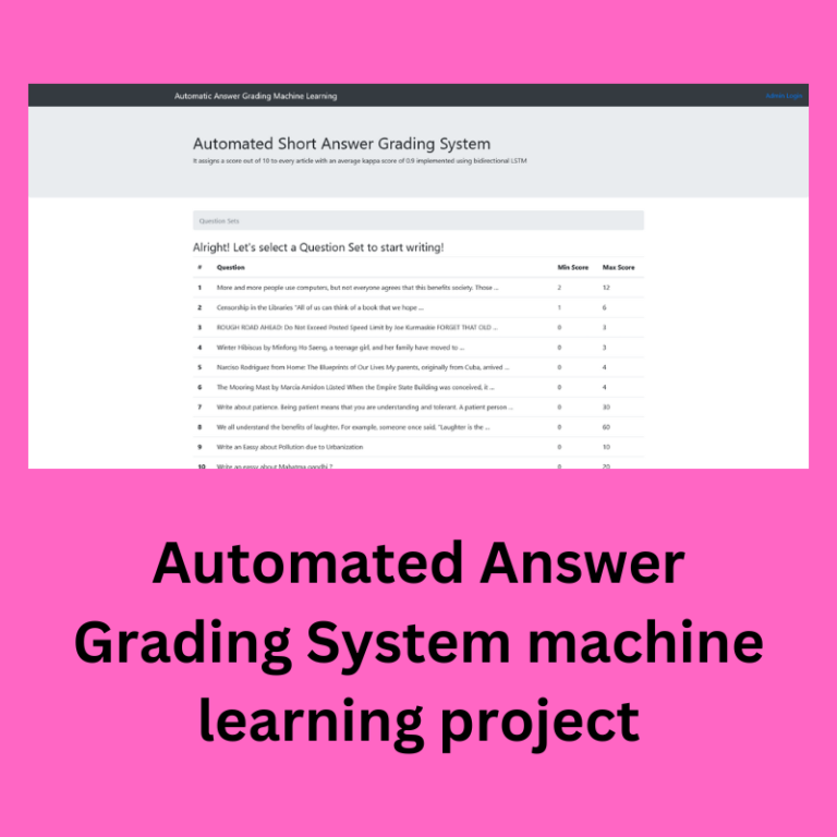 Automated Answer Grading System Machine Learning Project ...