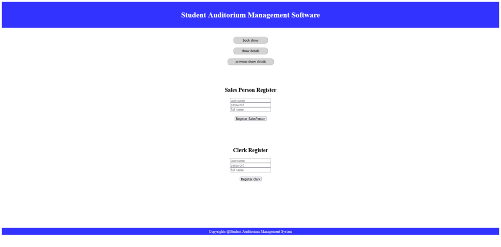 Student Auditorium Management Java JSP Servlet Mysql | Projectworlds Store