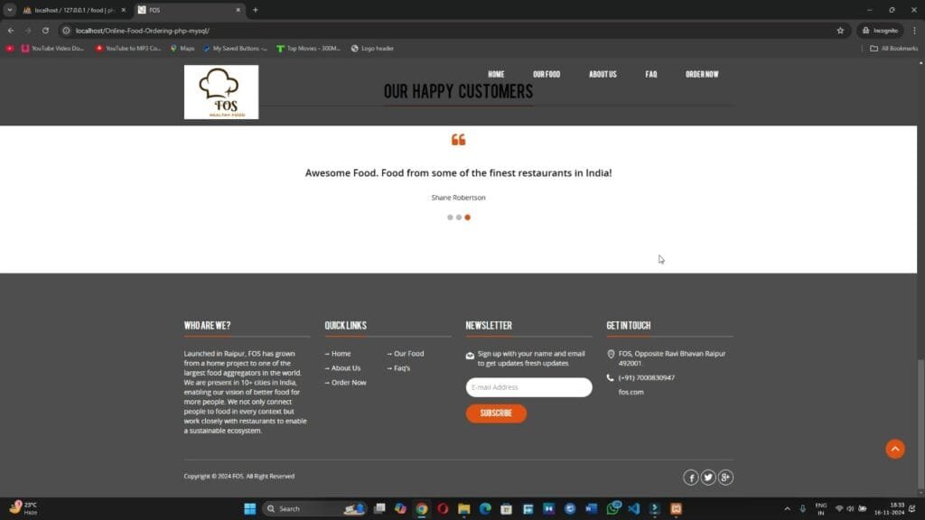 Online Food Ordering Management System in php mysql | Projectworlds Store