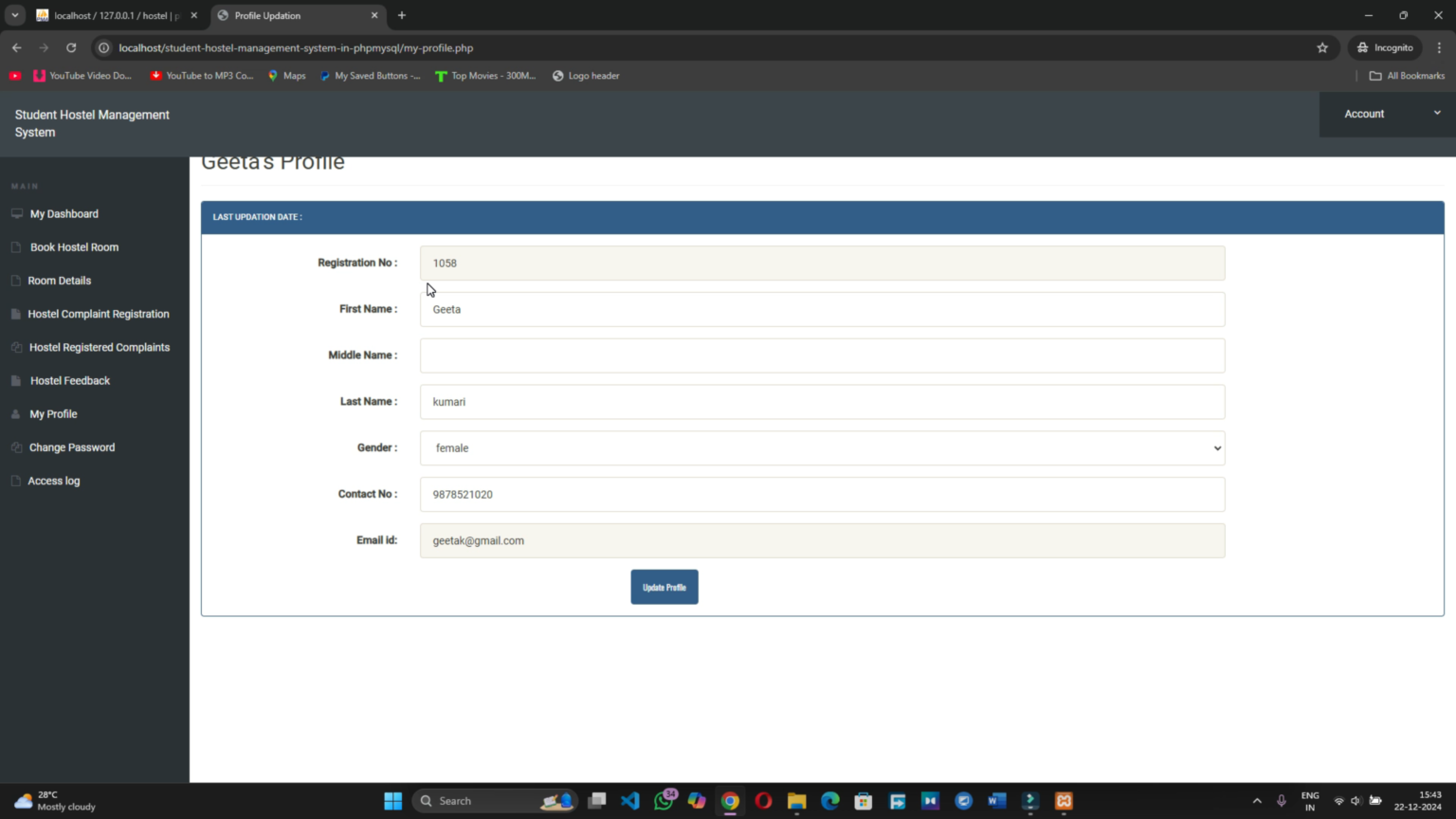 Online Student Hostel Management System PHP & MySQL | Projectworlds Store