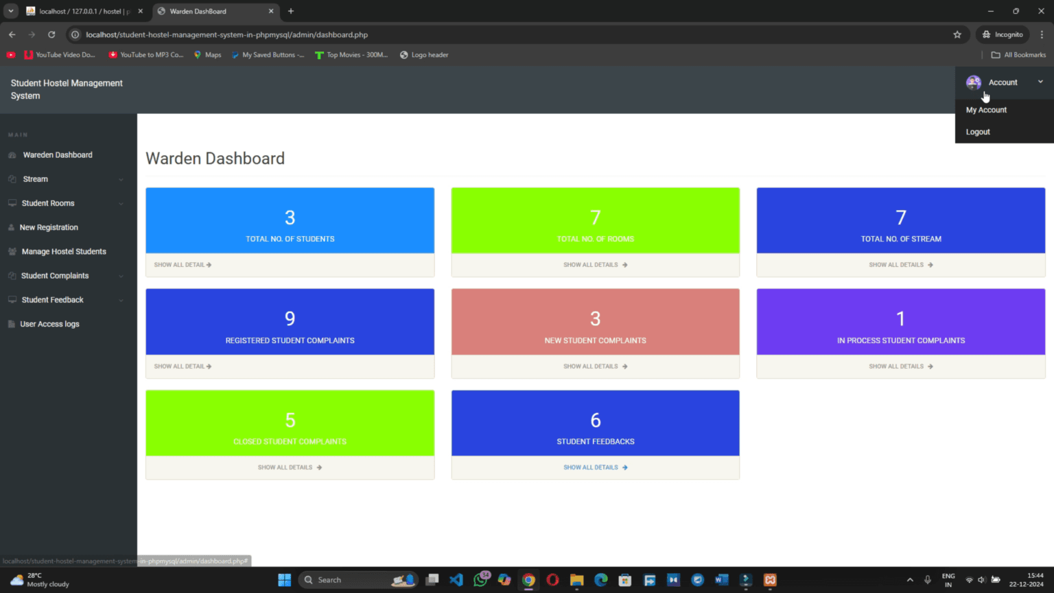 Online Student Hostel Management System PHP & MySQL | Projectworlds Store