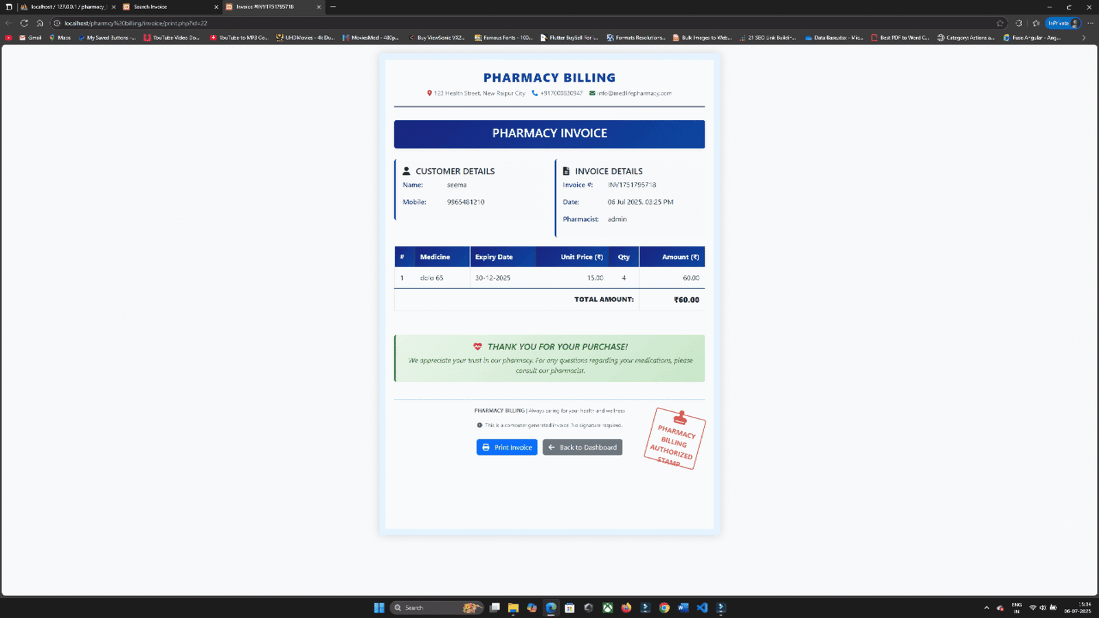 Pharmacy Management and Billing System in PHP MySQL | Projectworlds Store