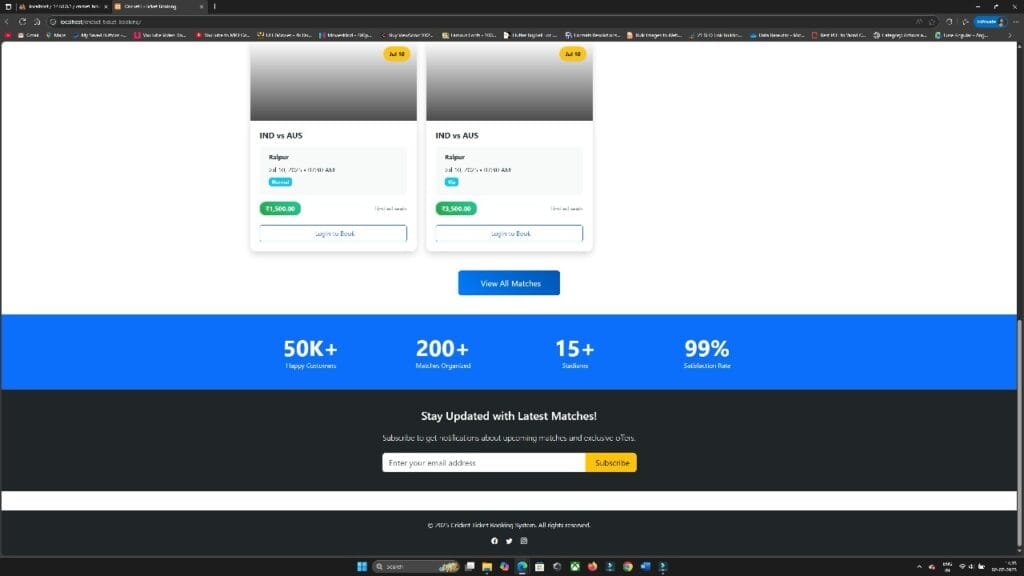 Cricket Ticket Booking System using PHP & MySQL | Projectworlds Store