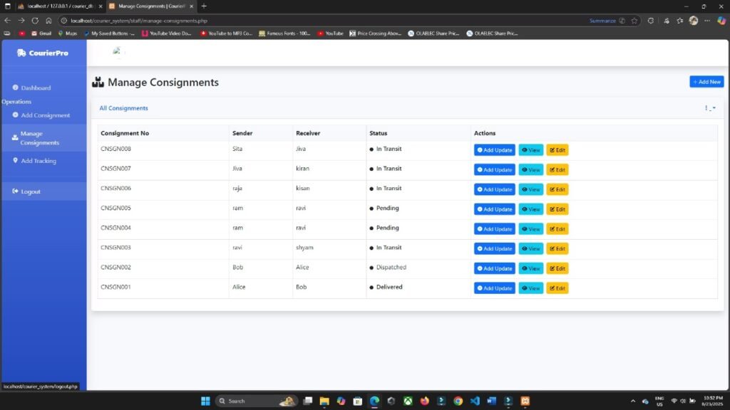 Courier Management System in PHP & MySQL | Projectworlds Store