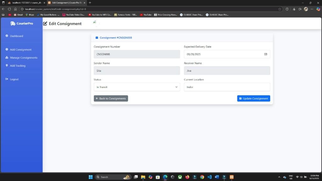 Courier Management System in PHP & MySQL | Projectworlds Store