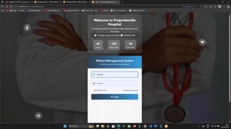 Online Hospital Patient Management System in PHP MySQL | Projectworlds Store