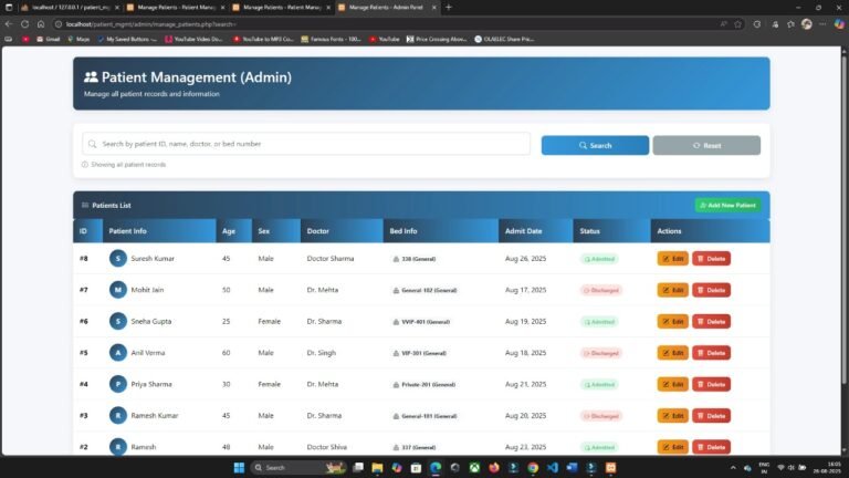Online Hospital Patient Management System in PHP MySQL | Projectworlds ...